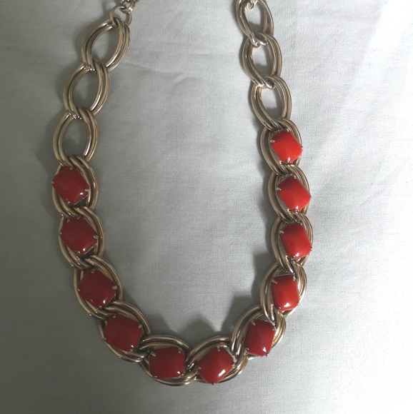 Jewelry | Vintage Red Gold Chain Stone Necklace | Poshmark
